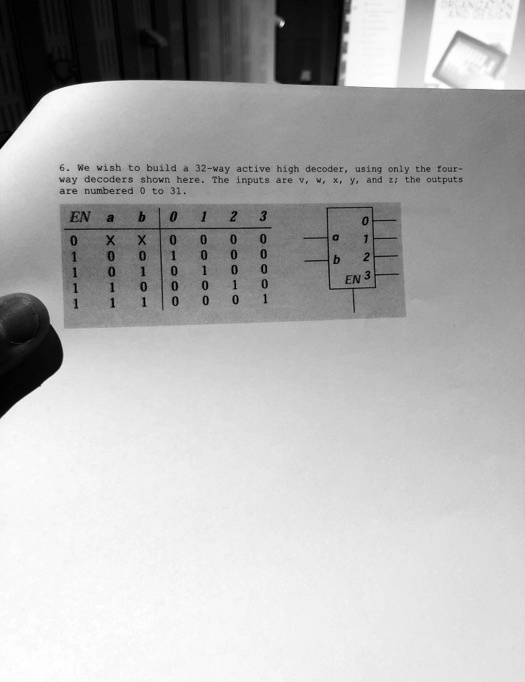 6. We wish to build a 32-way active high decoder, using only...