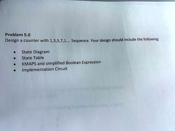 SOLVED: Problem 5.0 State Diagram State Table KMAPS and simplified ...