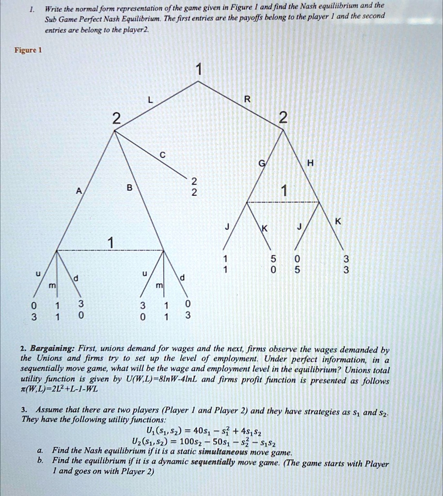 1. Write the normal form representation of the game given in Figure 1 ...