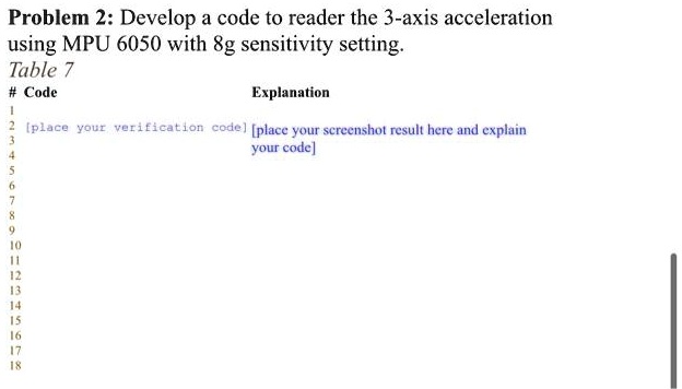 Solved I Need A Code Using Arduino And Accelerometer In This Problem Problem 2 Develop A Code