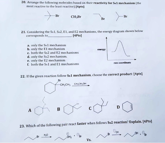 SOLVED: 20. Arrange the following molecules based on their reactivity ...