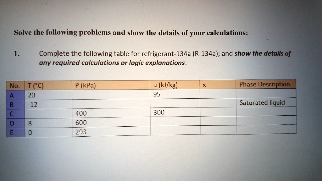 SOLVED: Solve the following problems and show the details of your ...