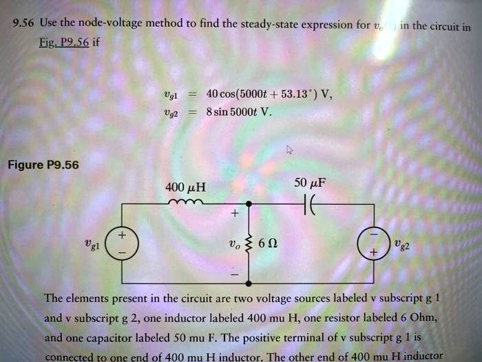 SOLVED: 9.56 Use the node-voltage method to find the steady-state expression for v in the ...