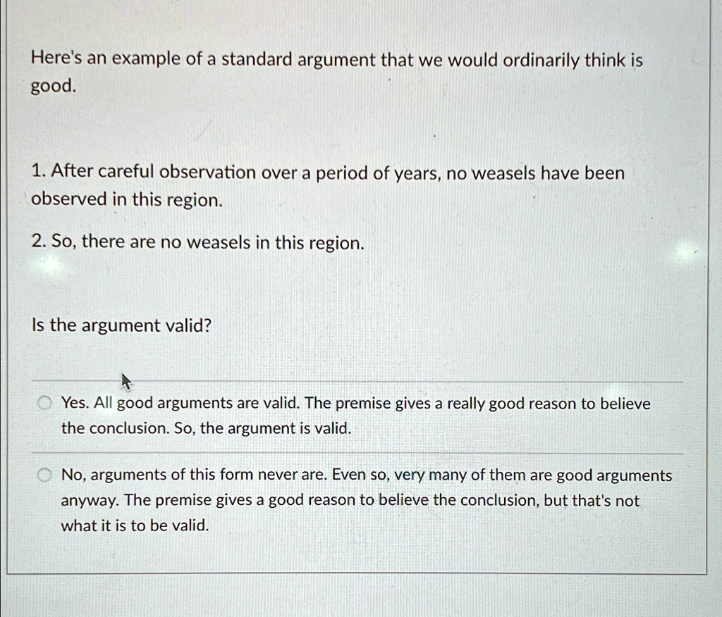 Here's an example of a standard argument that we would ordinarily think is good. 1. After ...