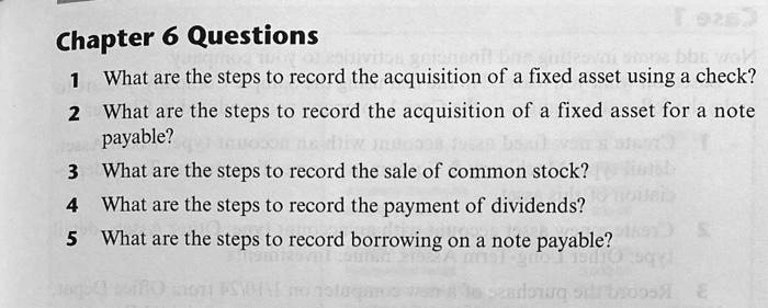 Chapter 6 Questions 1 What are the steps to record the acquisition of a ...