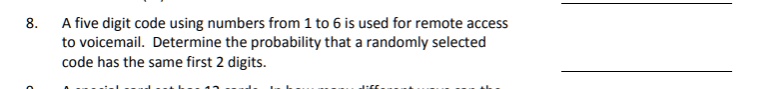 SOLVED: A five digit code using numbers from 1 t0 6 is used for remote access to voicemail ...
