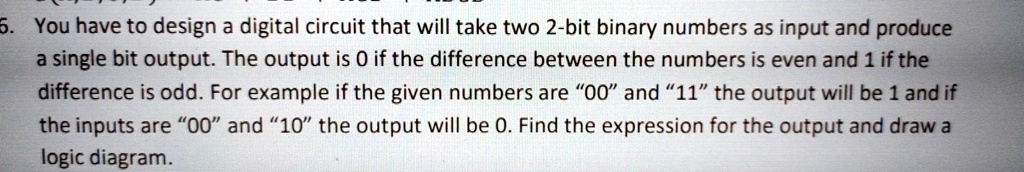 Solved You Have To Design A Digital Circuit That Will Take Two 2 Bit Binary Numbers As Input 8014
