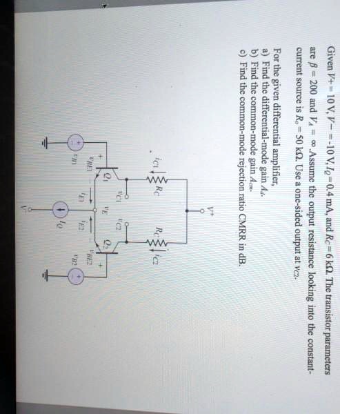 SOLVED: Find the common-mode rejection ratio (CMRR) in dB. Find the ...