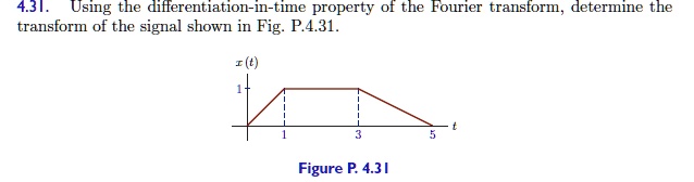 SOLVED: Using the differentiation-in-time property of the Fourier transform, determine the ...