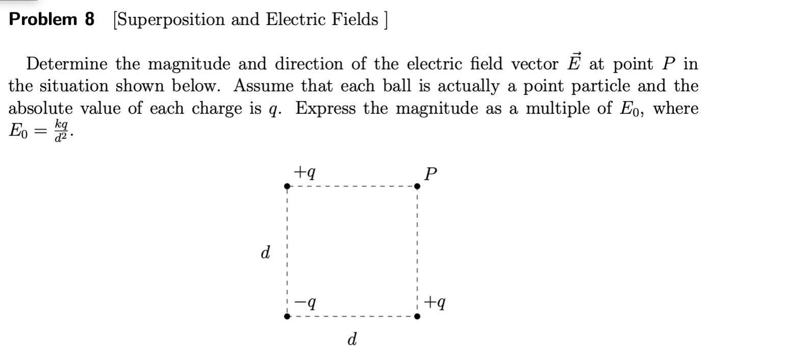 Problem 8 [Superposition and Electric Fields ] Determine the magnitude ...