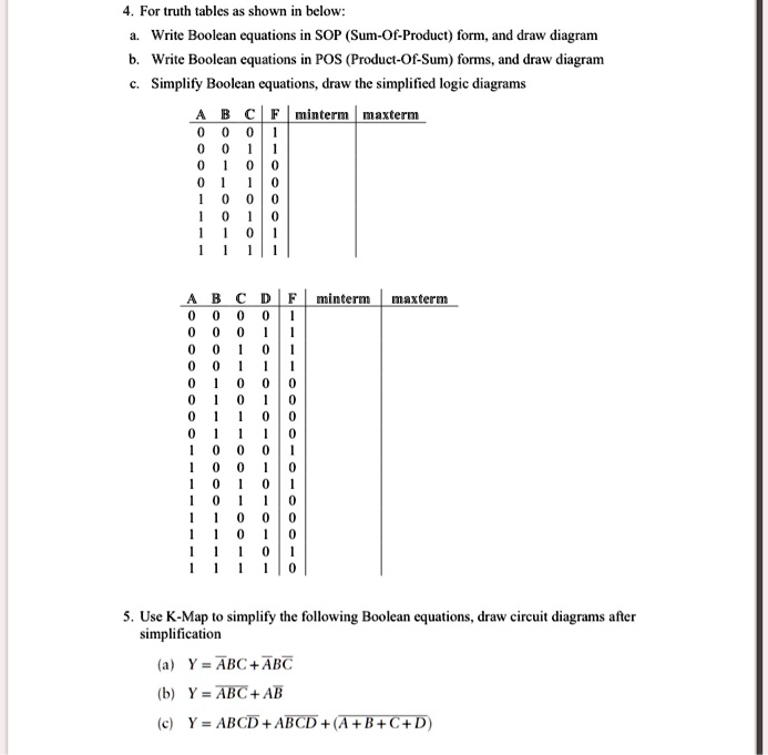 Solved Text Need All The Questions Thank You 4 For Truth Tables As Shown Below A Write 