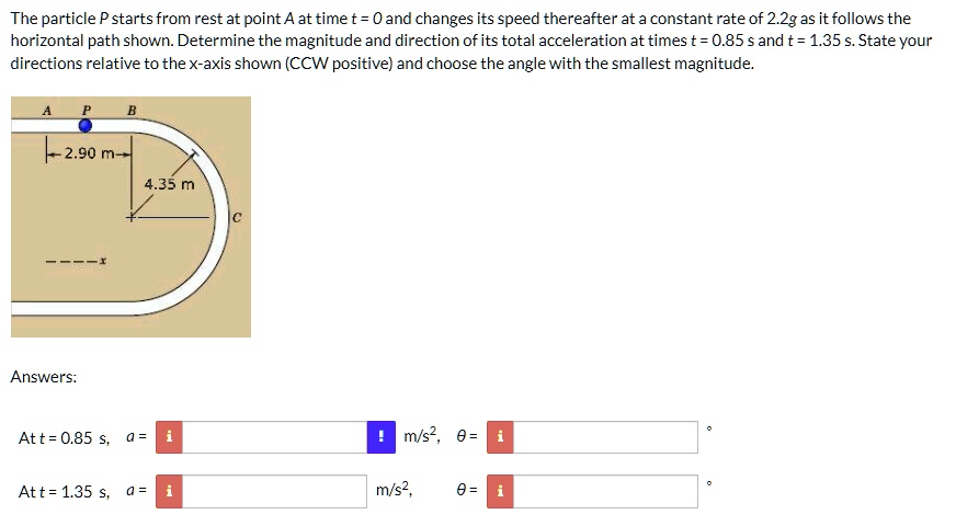 The particle P starts from rest at point A at time t = 0 and changes its speed thereafter at a ...