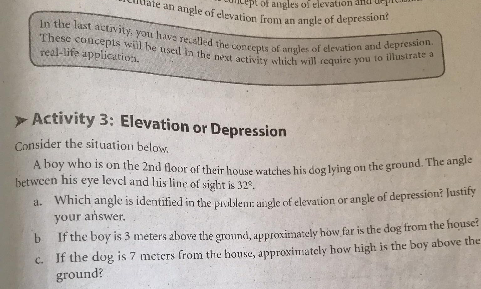 SOLVED: from an angle of depression? These concepts wou have recalled ...