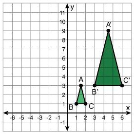 SOLVED: Triangle ABC is dilated about the origin. What scale factor was used to make the image A ...