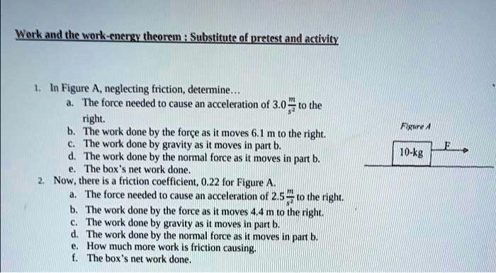 Work and the work-energy theorem: Substitute of pretest and activity 1 ...