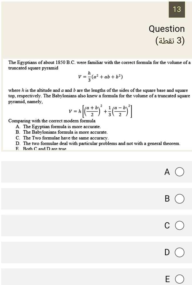 13 question abi 3 the egyptians of about 18s0 bc were familiar with the ...
