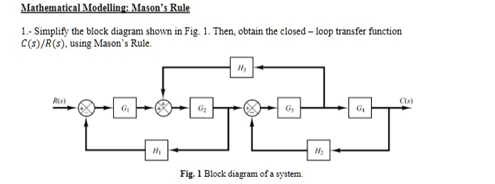 Mathematical Modelling: Mason's Rule 1.- Simplify the block diagram ...
