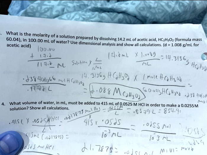 SOLVED: What is the molarity of = solution 60.04), in 100.00 mL of prepared by dissolving 14.2 ...