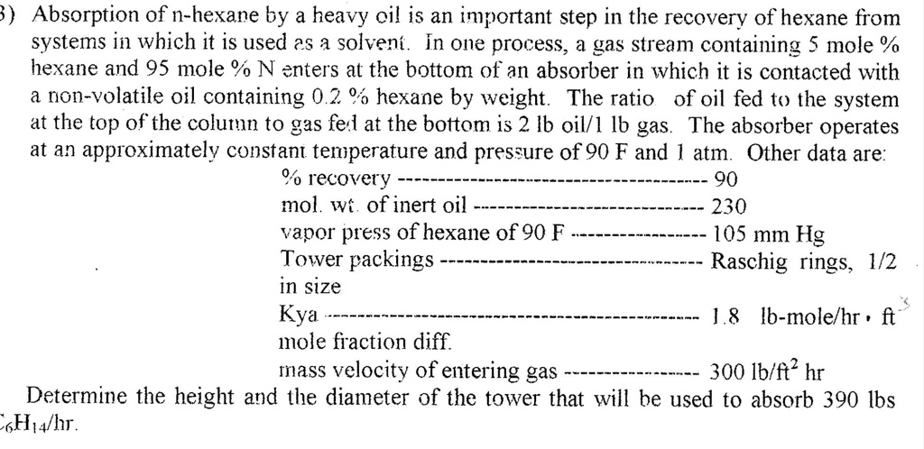 Absorption of n-hexane by a heavy oil is an important step in the ...