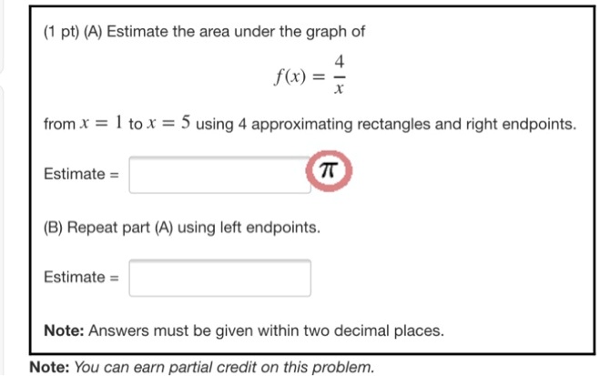 SOLVED:pt) (A) Estimate the area under the graph of f(x) from x = to x = 5 using 4 approximating ...
