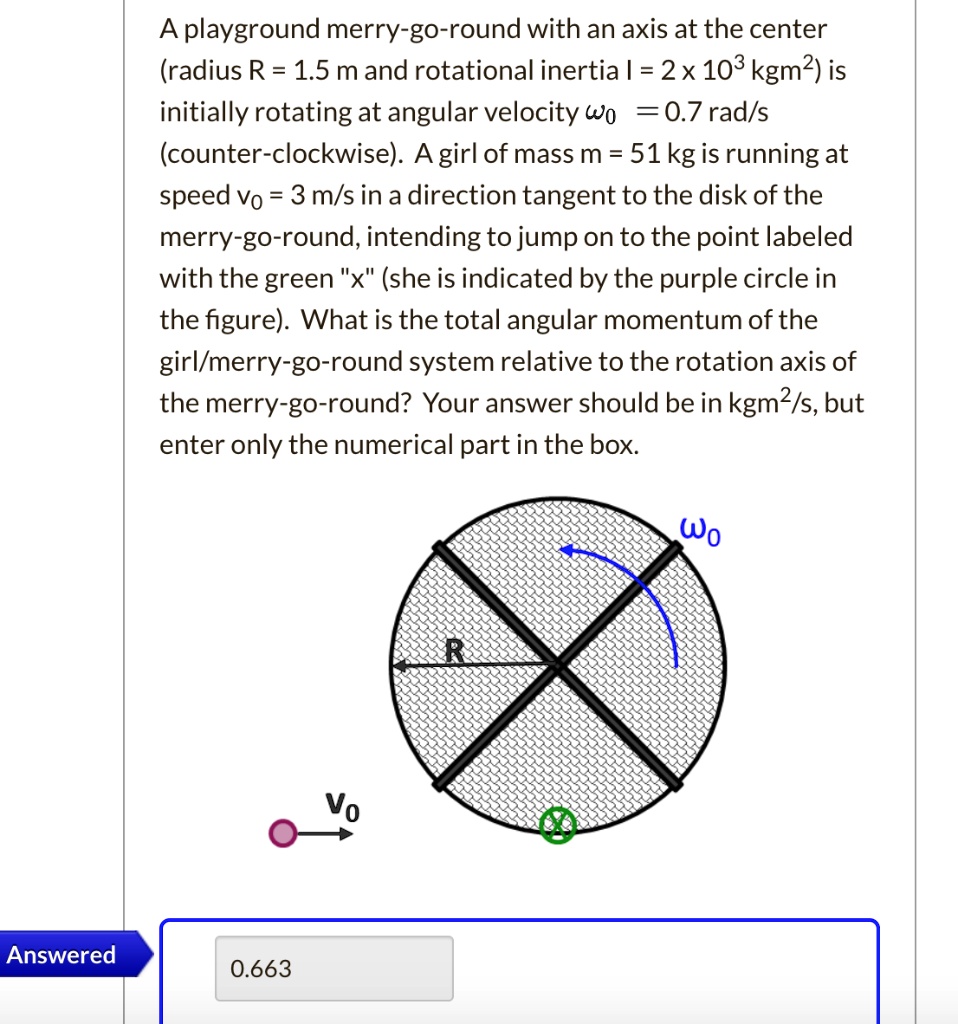 SOLVED: A playground merry-go-round with an axis at the center (radius R 1.5 mand rotational ...
