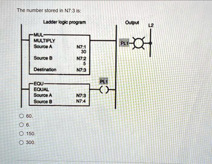 The Number Stored In N73 Is Ladder Logic Program Mul Multiply Source A Output L2 Pl1 N71 30