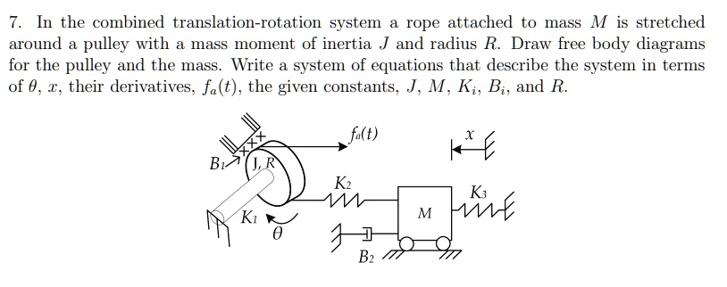 7. In the combined translation-rotation system a rope attached to mass ...
