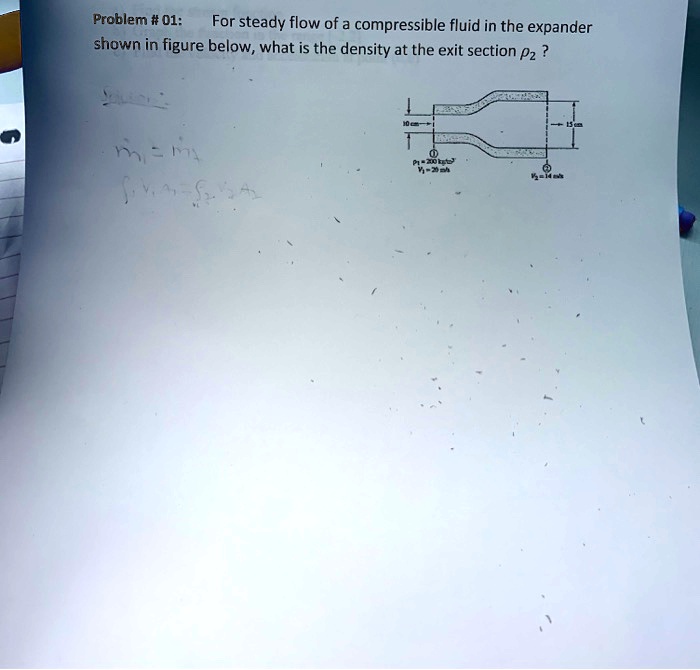 Problem # 01: For steady flow of a compressible fluid in the expander shown in figure below ...