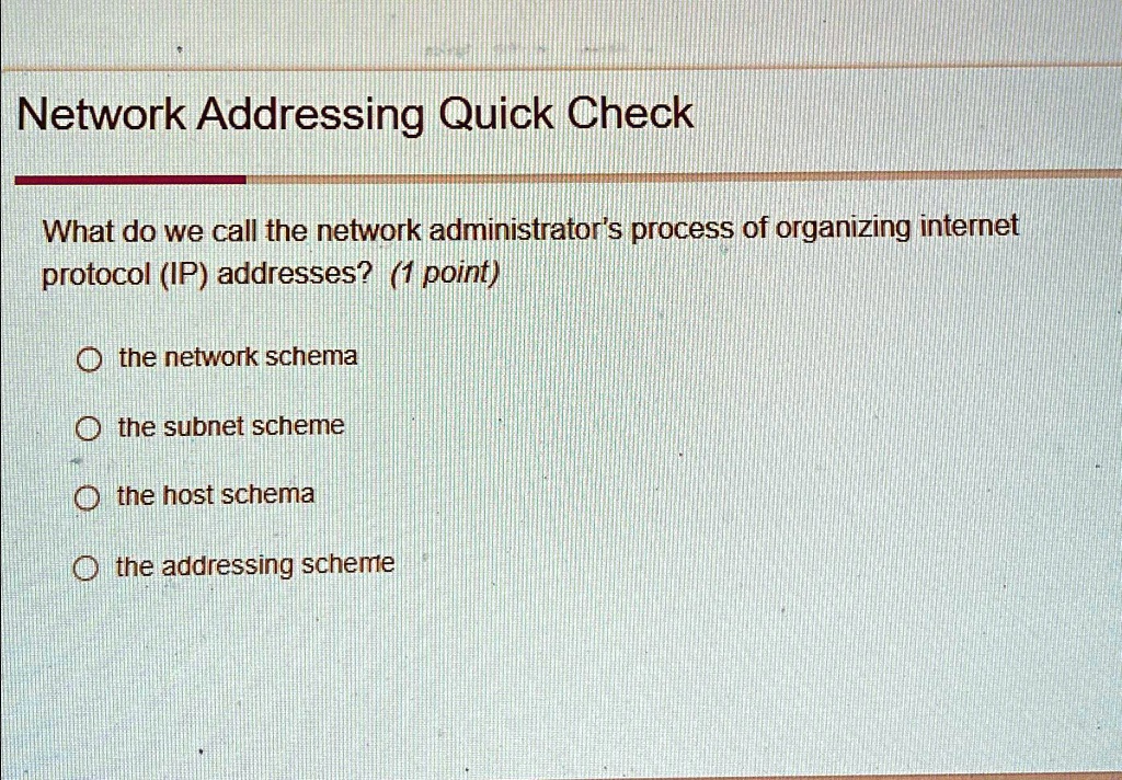 Network Addressing Quick Check What do we call the network ...