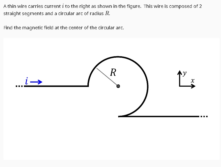 A thin wire carries current i to the right as shown in the figure. This ...
