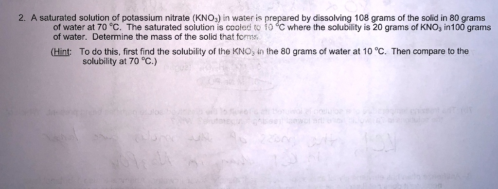 a saturated solution of potassium nitrate kno3 in water is prepared by ...