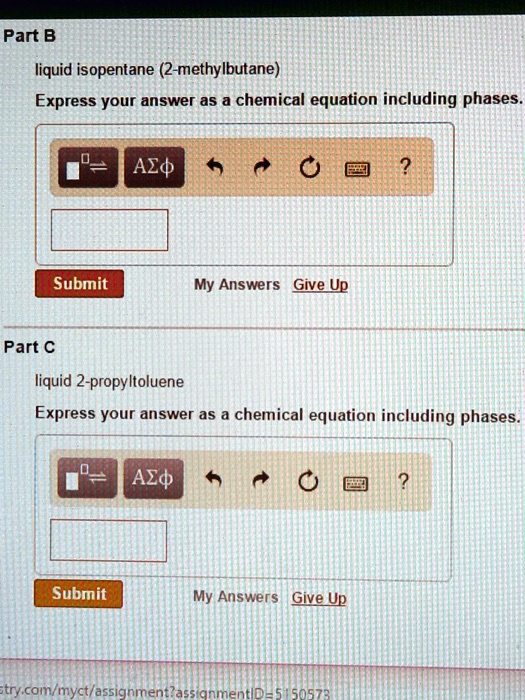 SOLVED: Part B liquid isopentane (2-methylbutane) Express your answer as chemical equation ...