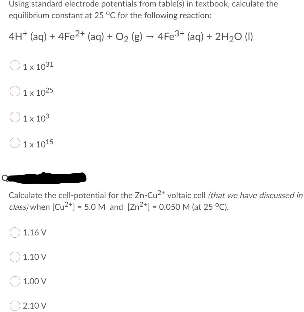 Solved Using Standard Electrode Potentials From Table S In Textbook
