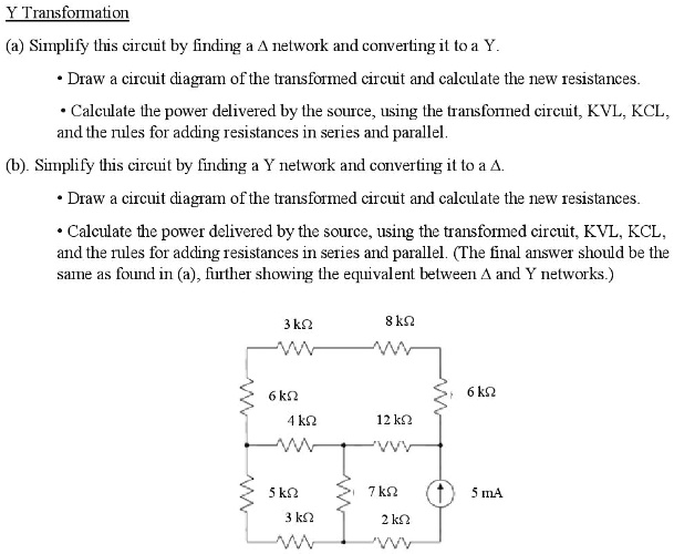 SOLVED: Y Transformation a. Simplify this circuit by finding a Y network and converting it to a ...
