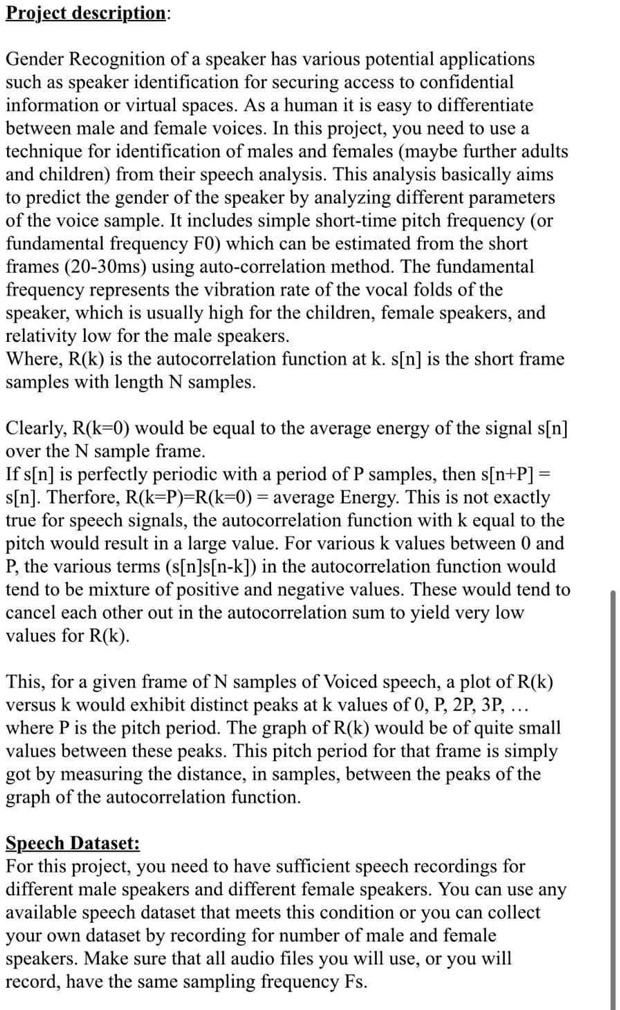 SOLVED: Write a Matlab code for male and woman's voice classification ...