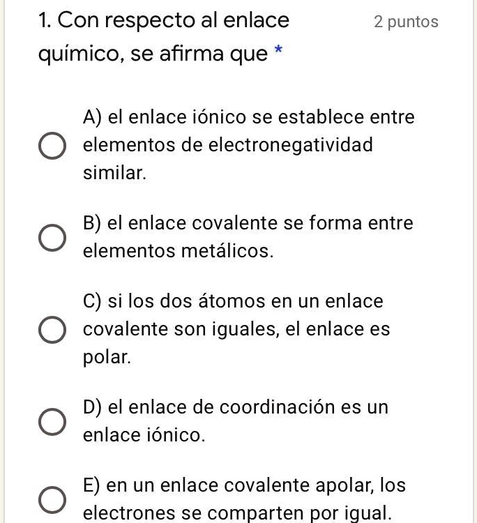 SOLVED: ayuda si alguien sabe de quimica ? 1. Con respecto al enlace ...