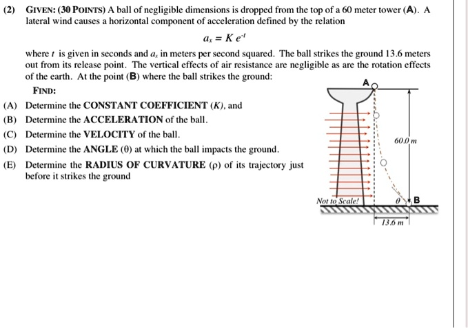 (2) GIVEN: (30 POINTS) A ball of negligible dimensions is dropped from ...