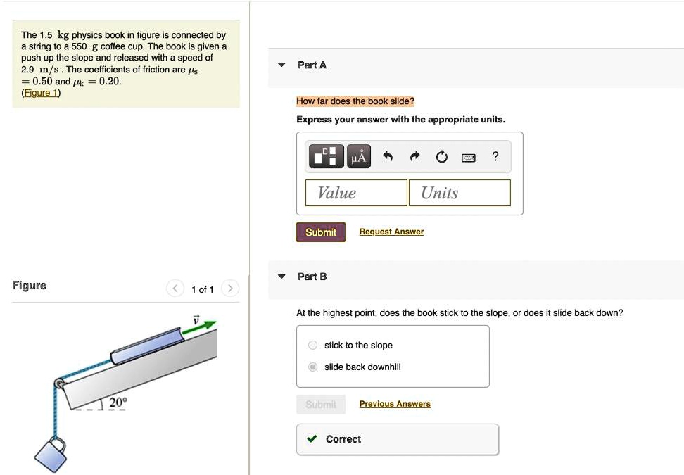 SOLVED: The 1.5 kg physics book in the figure is connected by a string to a 550 g coffee cup ...