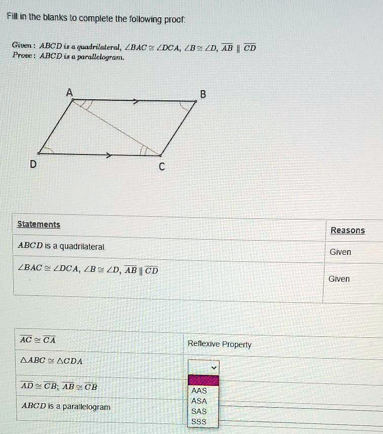 fill in the blanks to complete the following proof giutn abcd i a ...