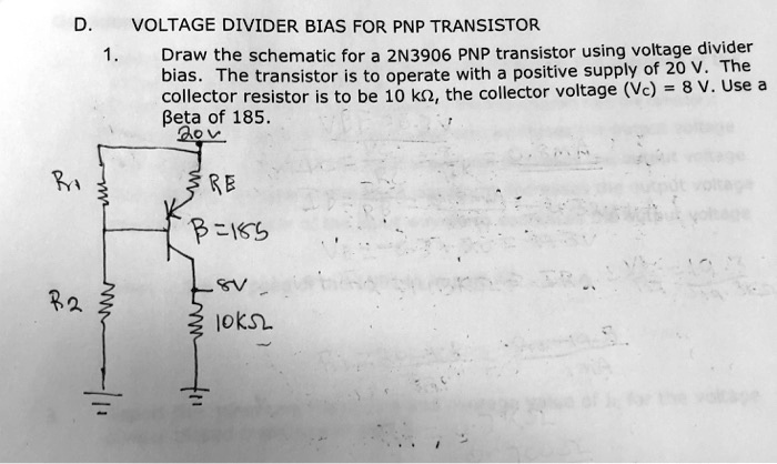 SOLVED: Determine R1, R2, and RE as well as Vc and Ic. VOLTAGE DIVIDER ...
