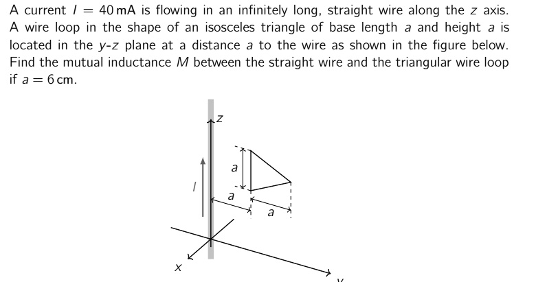 SOLVED: A current 40 mA is flowing in an infinitely long, straight wire along the 2 axis. wire ...