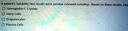 a patients solubility test results were positive showed turbidity based ...