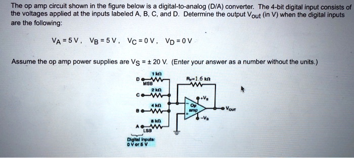 VIDEO solution: The op amp circuit shown in the figure below is a digital-to-analog (D/A ...