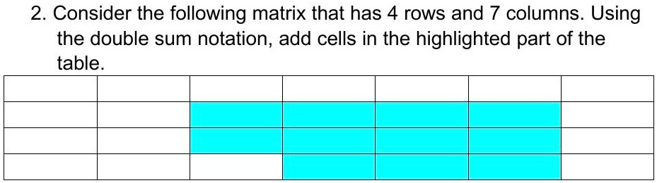 2. Consider the following matrix that has 4 rows and 7 columns. Using ...