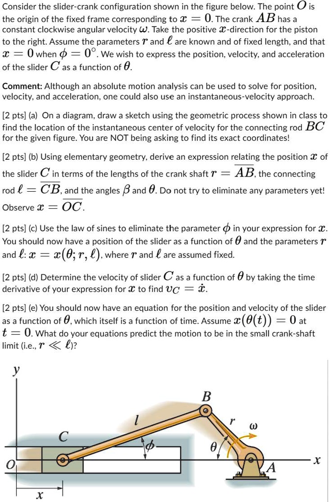 SOLVED: Consider the slider-crank configuration shown in the figure ...