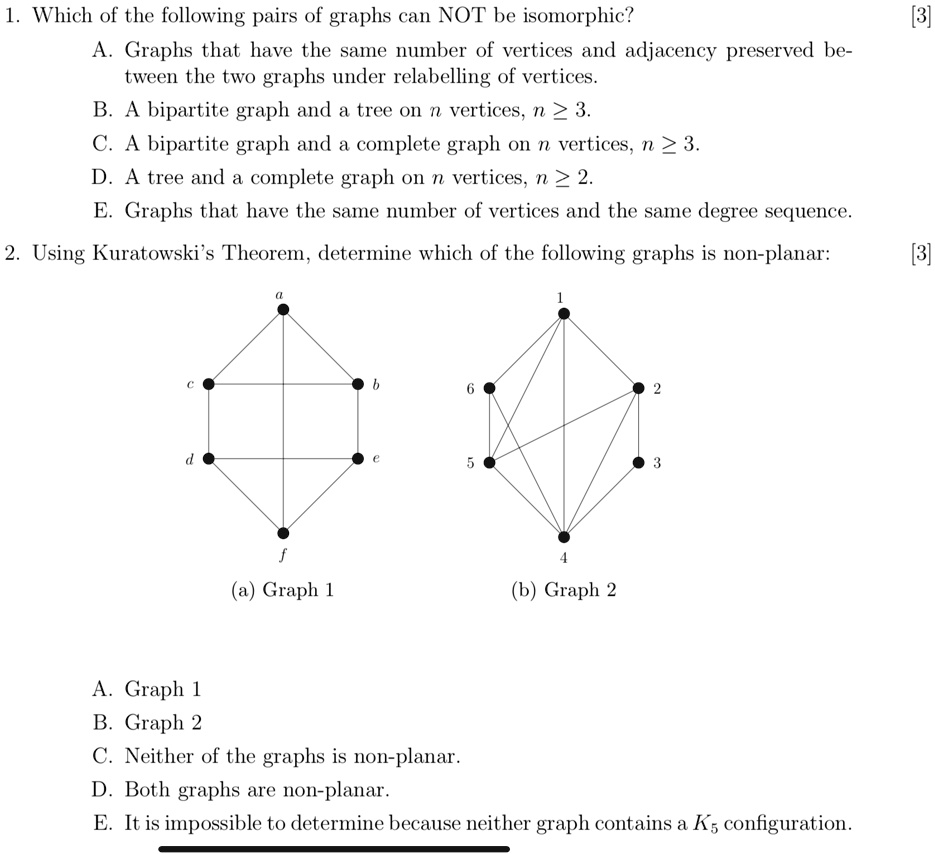 [GET ANSWER] 1 which of the following pairs of graphs can not be isomorphic a graphs that have ...