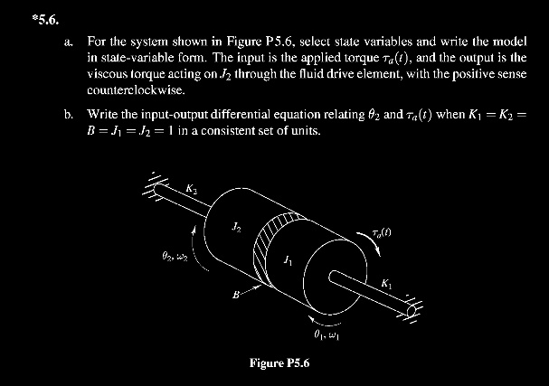 SOLVED: Problem 5.6 from Modeling and Analysis of Dynamic Systems, 3rd edition. For part (a ...