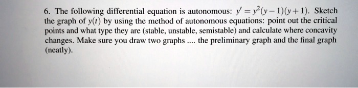 the following differential equation is autonomous y yly 1y1 sketch the ...