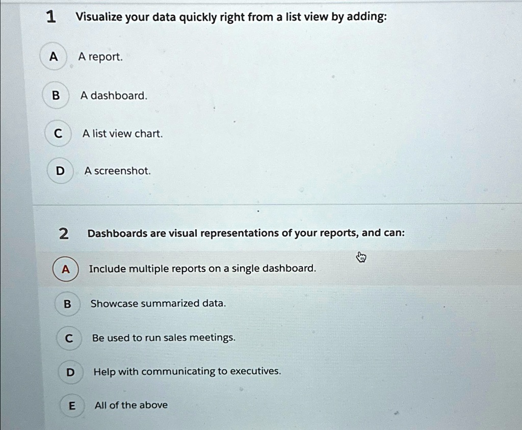 1 Visualize your data quickly right from a list view by adding: A A ...