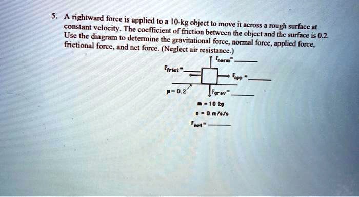 a rightward force is applied ao a constant 10 kg object to move it ...